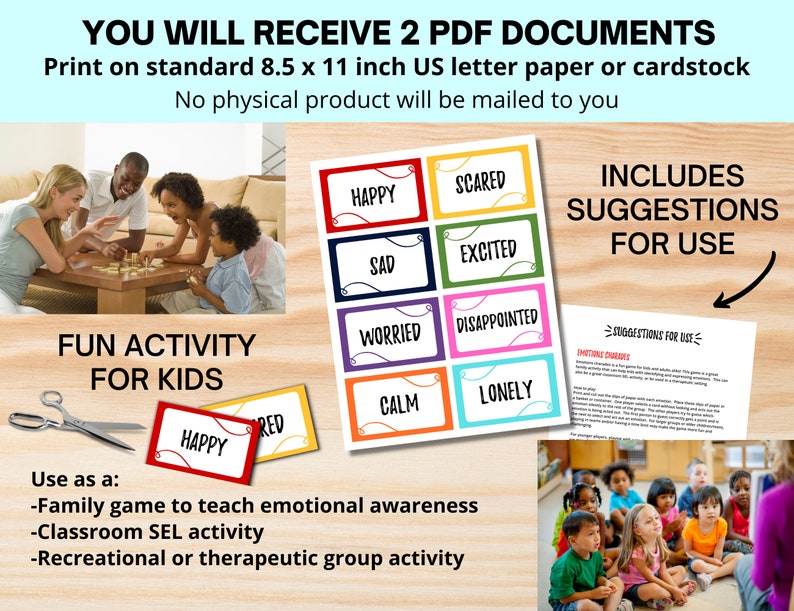 Emotions Feelings Charades Game for Kids and Teens | Classroom SEL ...