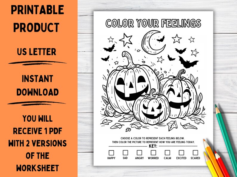 Feelings Emotions Coloring Page for Kids | Art Play Therapy Worksheet ...