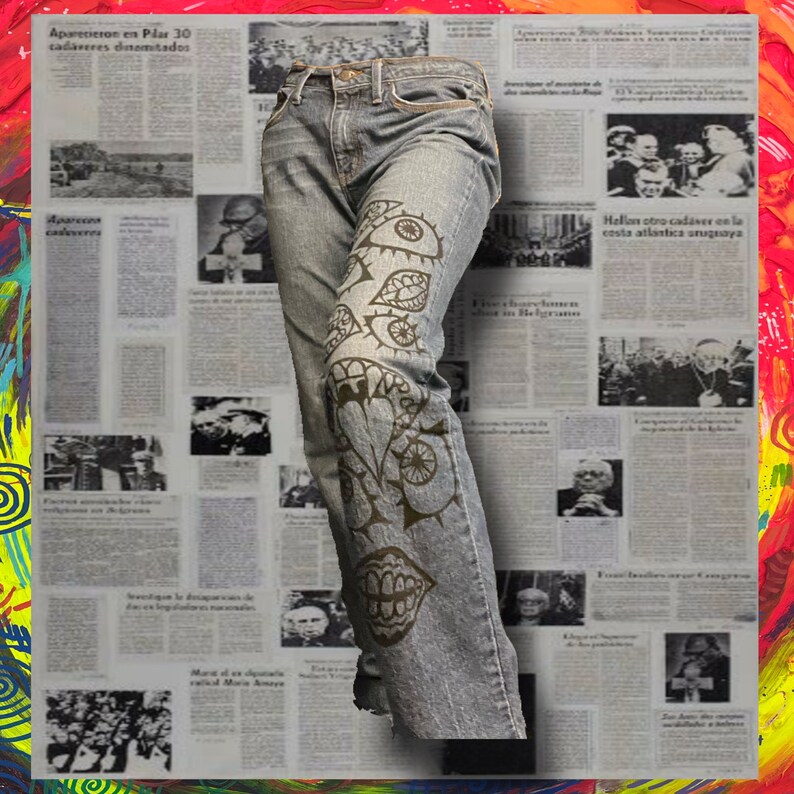 Eye Bite Handpainted Jeans - Etsy
