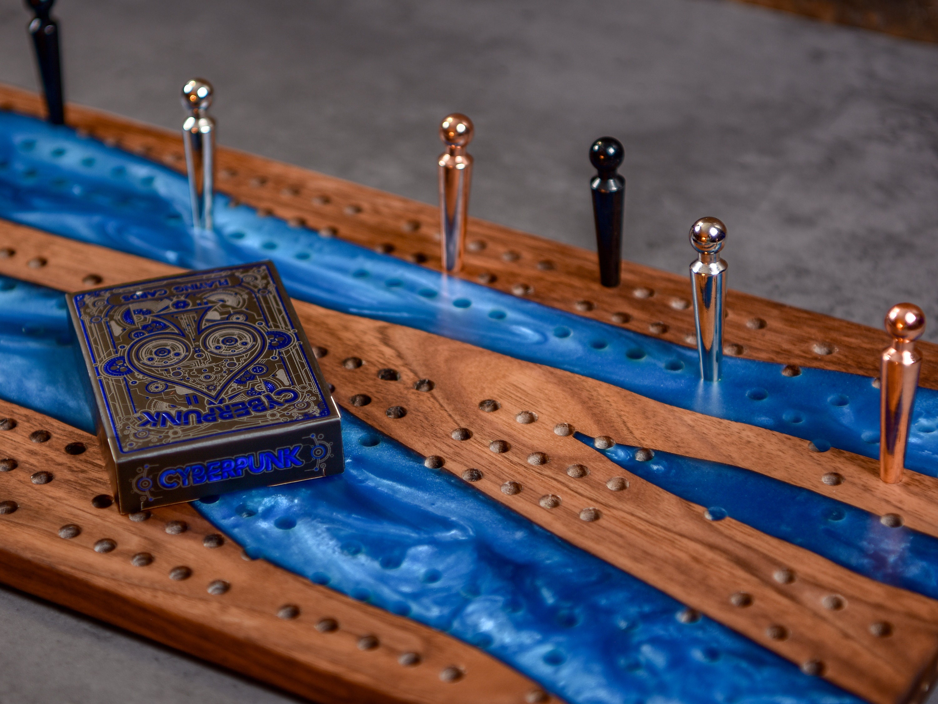 Extra Large 3-player Cribbage Board Set Live Edge Wood and - Etsy