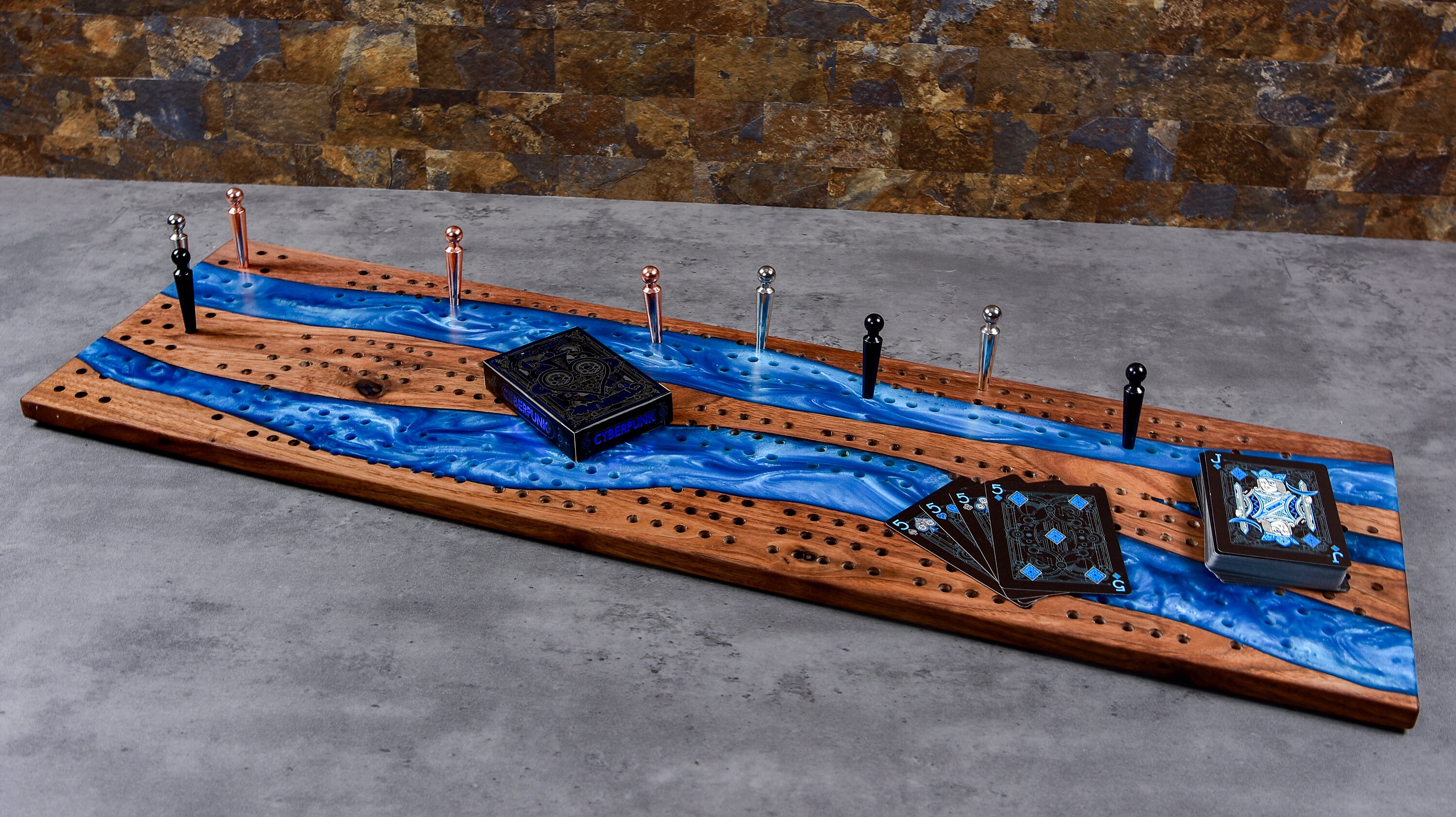 Extra Large 3-player Cribbage Board Set Live Edge Wood and - Etsy