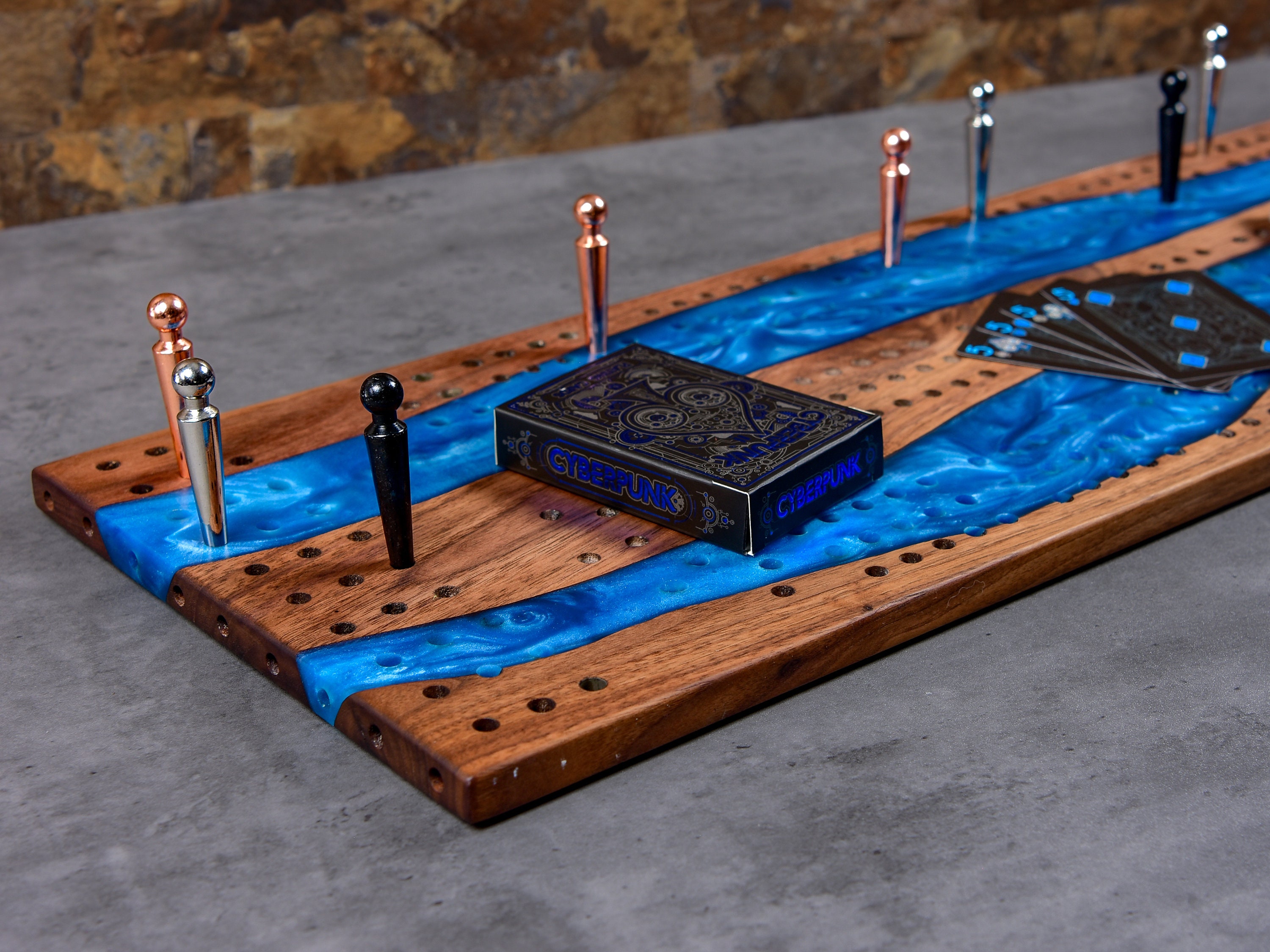 Extra Large 3-player Cribbage Board Set Live Edge Wood and - Etsy