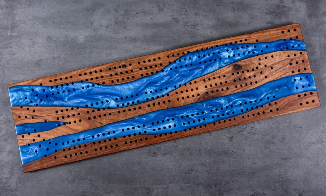 Extra Large 3-player Cribbage Board Set Live Edge Wood and - Etsy