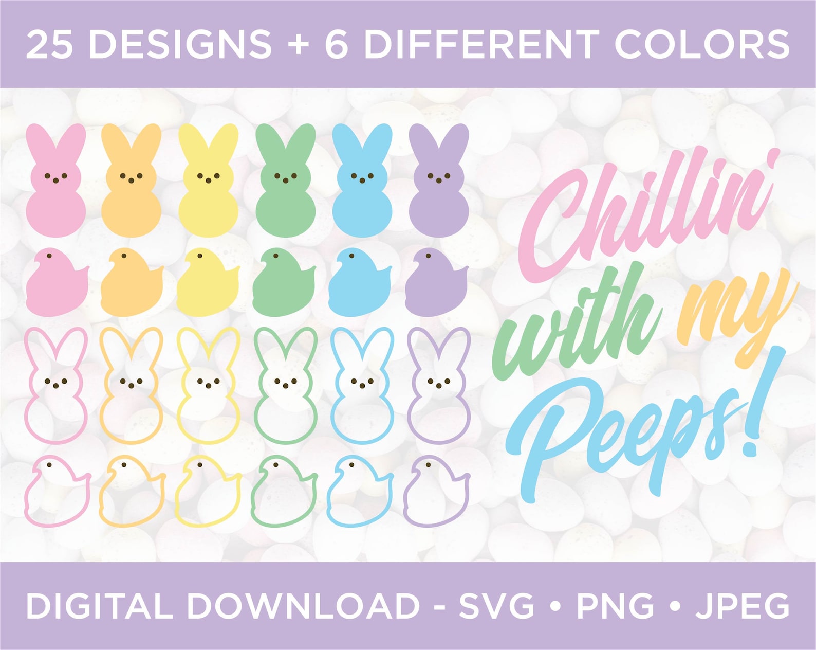 Easter Marshmallow Bunny Peep Chick Peep Chillin With My Peeps - Etsy