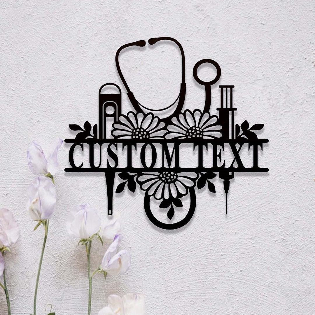 Personalized Nurse Sign,floral Nurse Decor,metal Health Care Sign ...