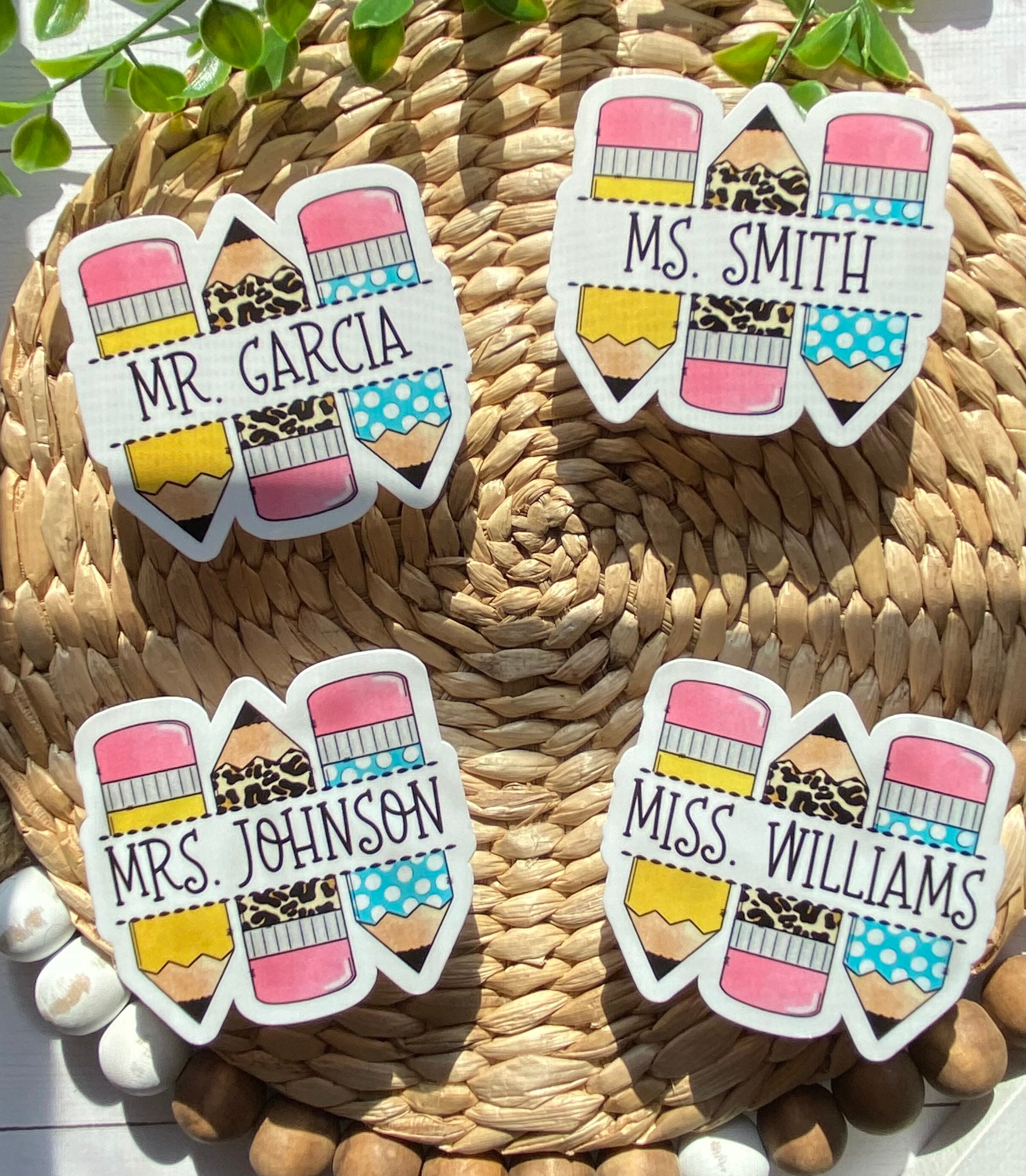 Personalized Teacher Name Sticker Teacher Pencil Stickers - Etsy