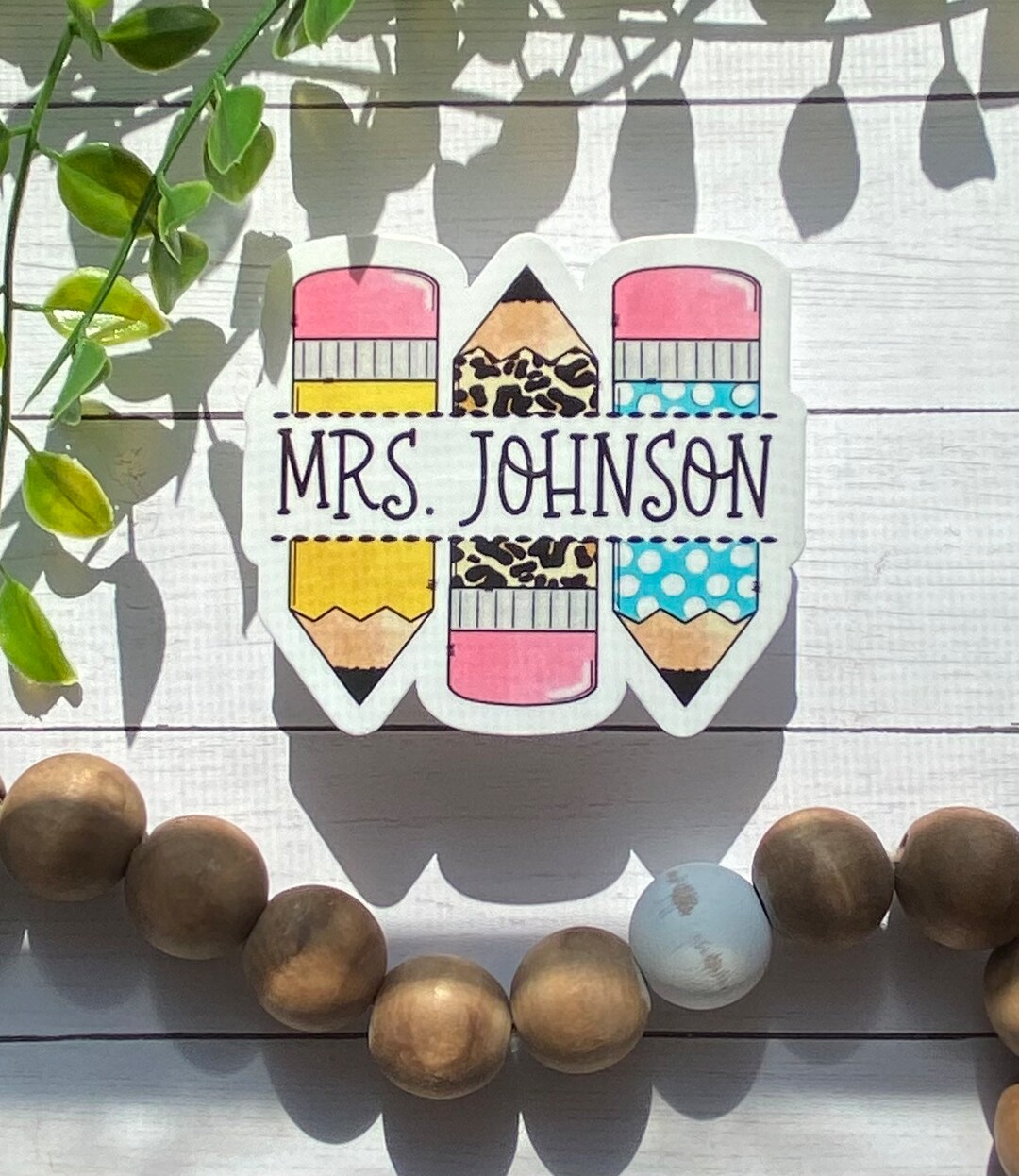 Personalized Teacher Name Sticker, Teacher Pencil Stickers, Teacher ...
