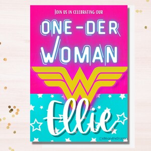 Neon Wonder Woman Birthday Invitation | Superhero Party Invite - Etsy