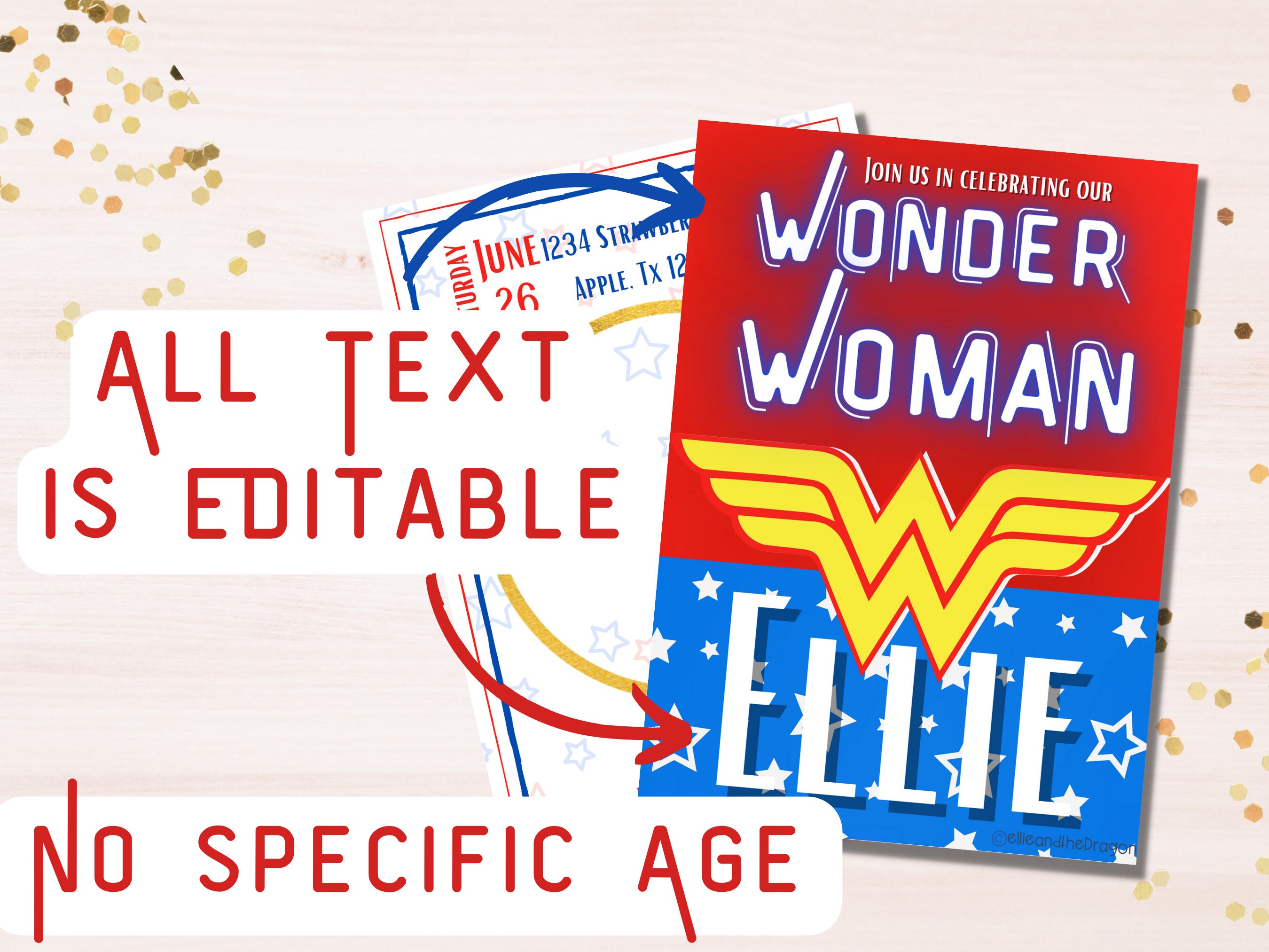 Original Wonder Woman Birthday Invitation | Superhero Party Invite - Etsy
