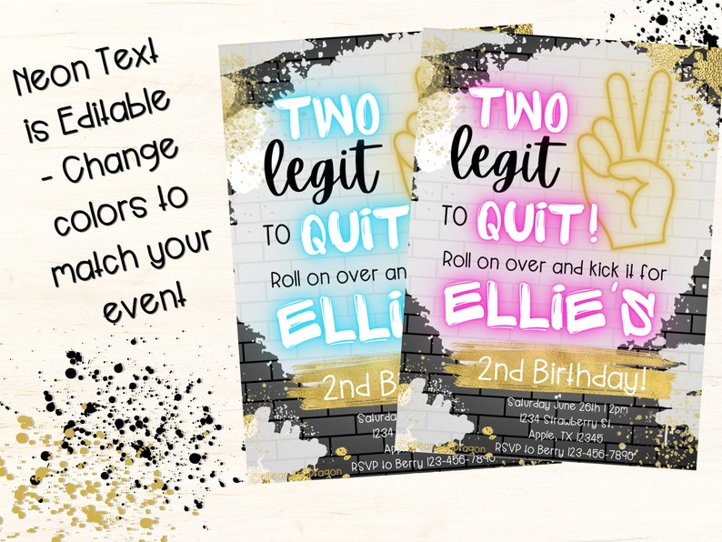 Two Legit to Quit | Second Birthday | 2nd Birthday | Hip Hop | Editable ...