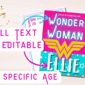 Neon Wonder Woman Birthday Invitation | Superhero Party Invite - Etsy