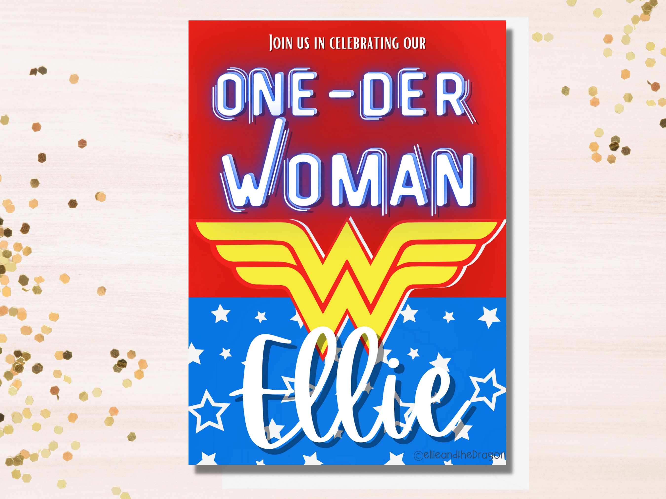 Original Wonder Woman Birthday Invitation | Superhero Party Invite - Etsy