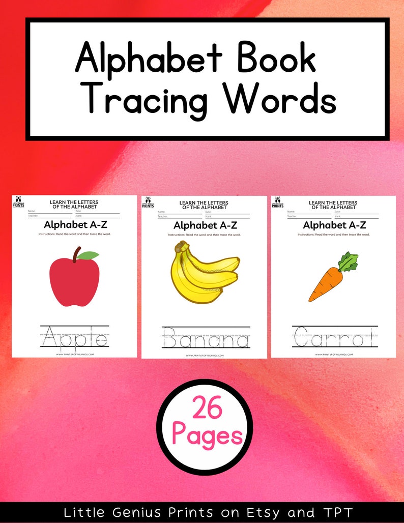 Alphabet Writing Practice Worksheets Bundle A-Z, Print Trace, Upper ...