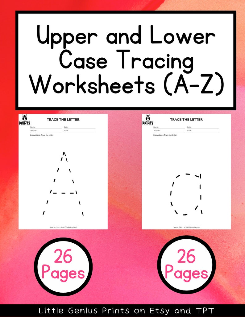 Alphabet Writing Practice Worksheets Bundle A-Z, Print Trace, Upper ...