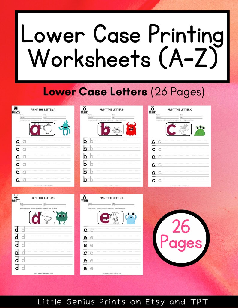 Alphabet Writing Practice Worksheets Bundle A-Z, Print Trace, Upper ...