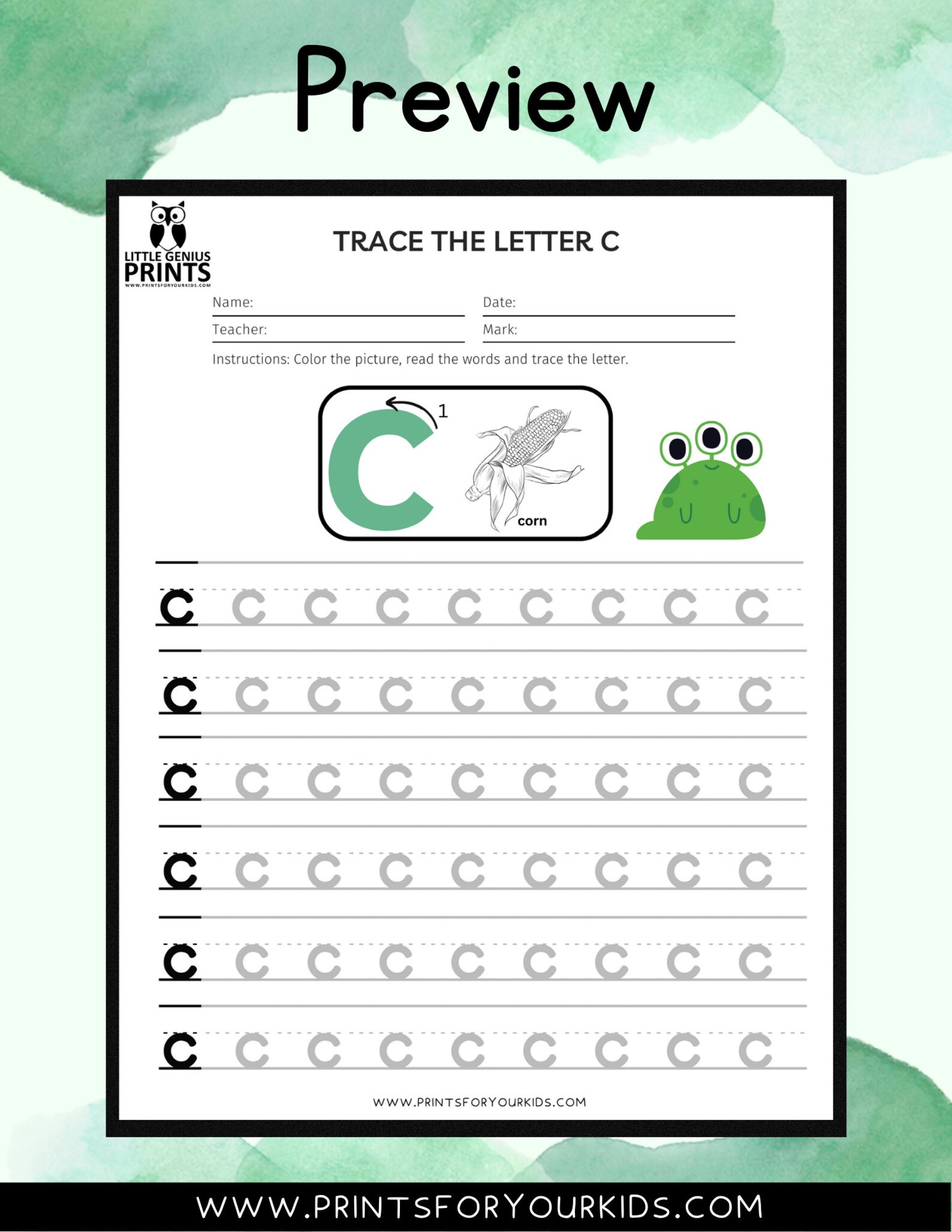 Alphabet Tracing Practice Worksheets (A-Z) Lower Case Letters, Print ...