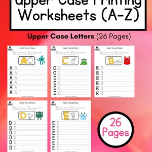 Alphabet Writing Practice Worksheets Bundle A-Z, Print Trace, Upper ...