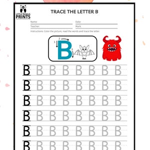 Alphabet Tracing Practice Worksheets (A-Z) Upper Case Letters, Print ...