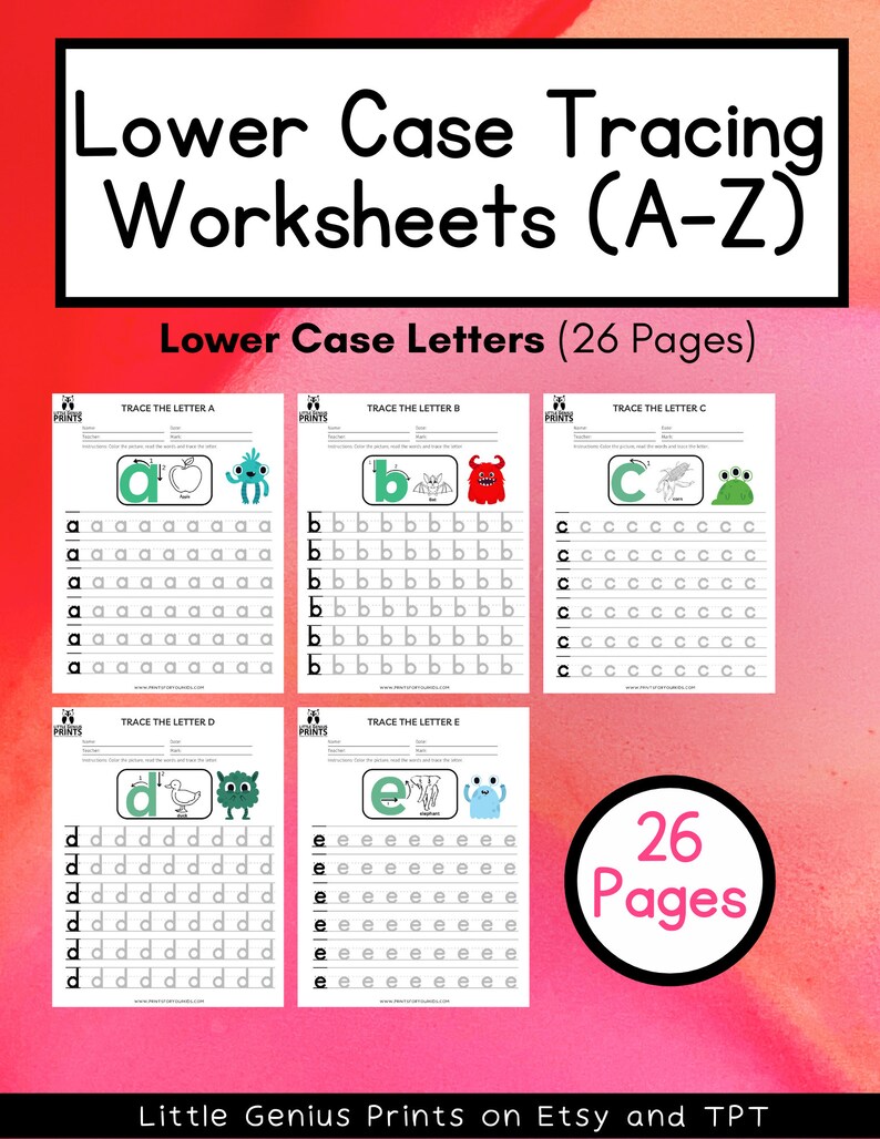 Alphabet Writing Practice Worksheets Bundle A-Z, Print Trace, Upper ...