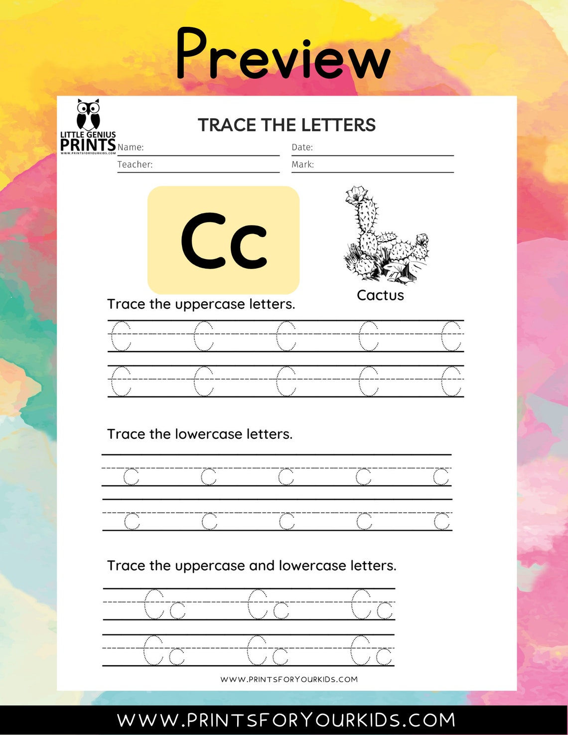 Alphabet Tracing Worksheets Package, Printable Phonics Literacy, ABC ...