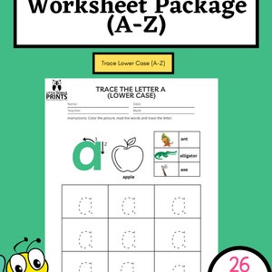 Learn the Letters, Alphabet Worksheets Package, 26 Printables A-Z, ABC ...