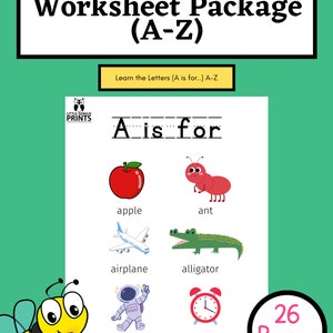 Learn the Letters, Alphabet Worksheets Package, 26 Printables A-Z, ABC ...