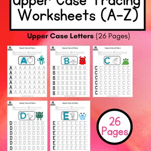 Alphabet Writing Practice Worksheets Bundle A-Z, Print Trace, Upper ...