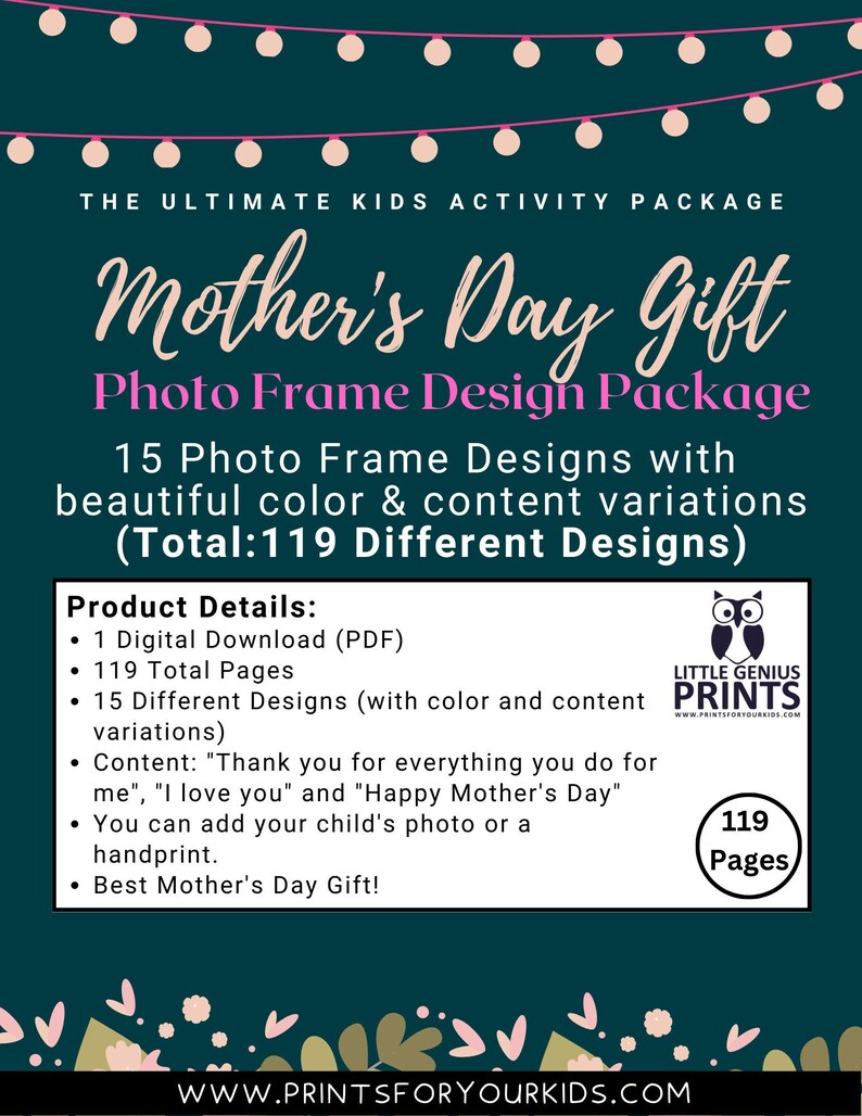 Printable Mother's Day Photo Gift (best Gift Idea & Activity for Kids ...