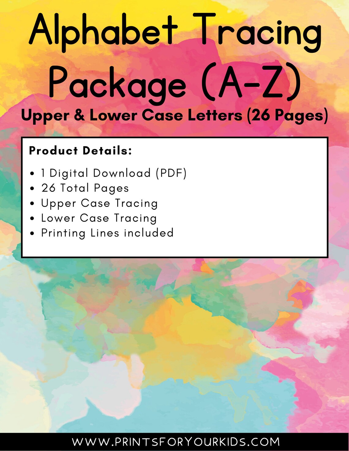 Alphabet Tracing Worksheets Package, Printable Phonics Literacy, ABC ...