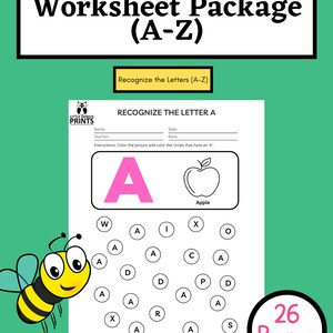 Learn the Letters, Alphabet Worksheets Package, 26 Printables A-Z, ABC ...