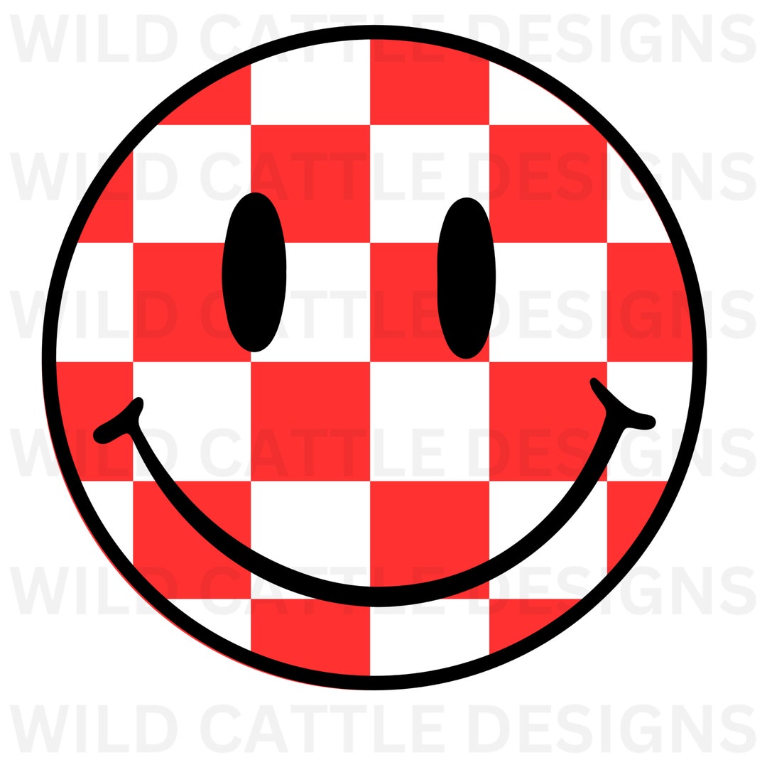 Red and Black Checkered Happy Png - Etsy