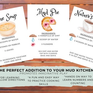 Printable Mud Kitchen Recipe Cards, Mud Kitchen Ideas, Mud Kitchen ...