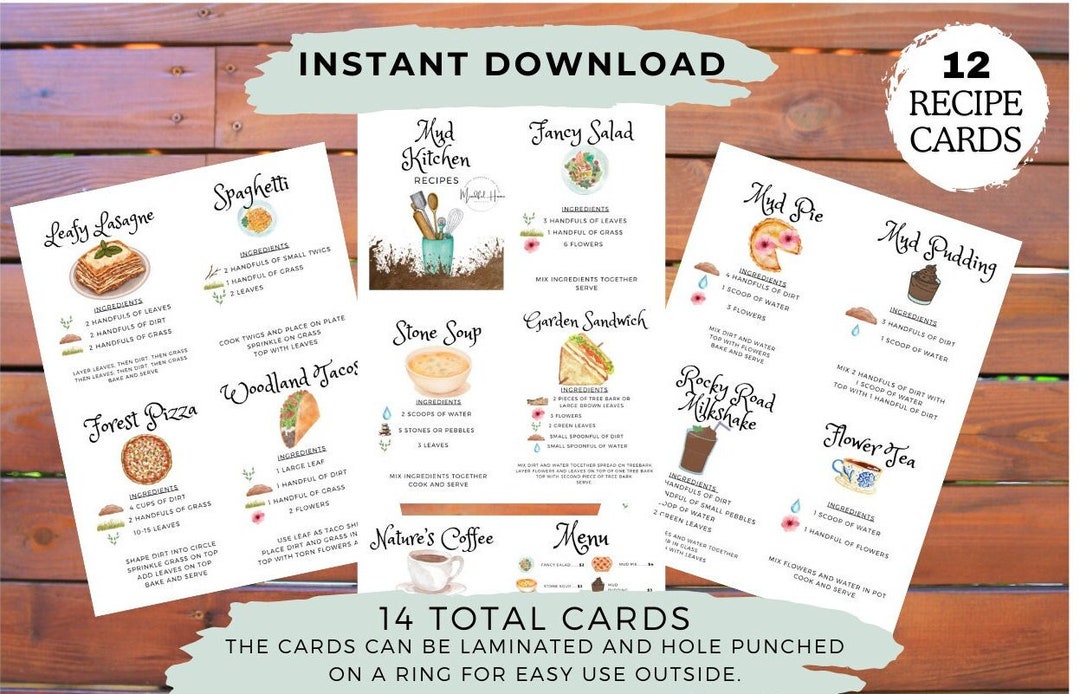 Printable Mud Kitchen Recipe Cards, Mud Kitchen Ideas, Mud Kitchen ...