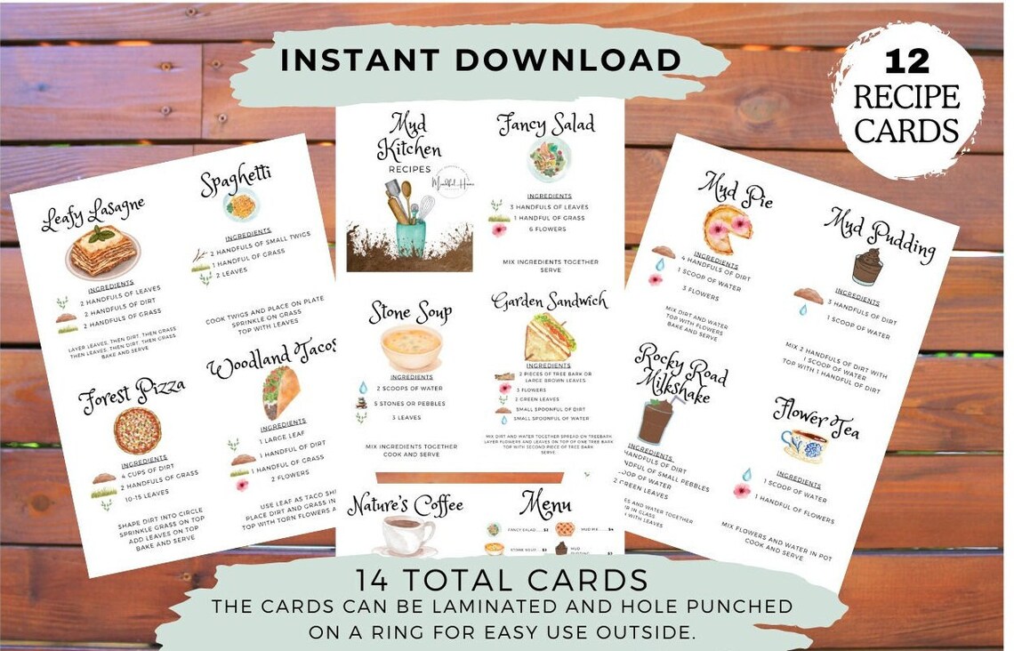 Printable Mud Kitchen Recipe Cards, Mud Kitchen Ideas, Mud Kitchen ...