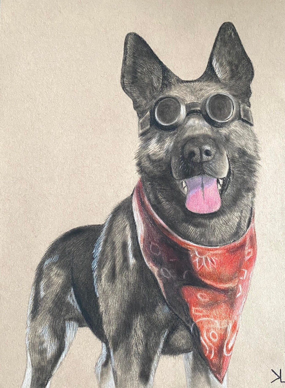 Fallout 4 Dogmeat Charcoal Drawing PRINT - Etsy