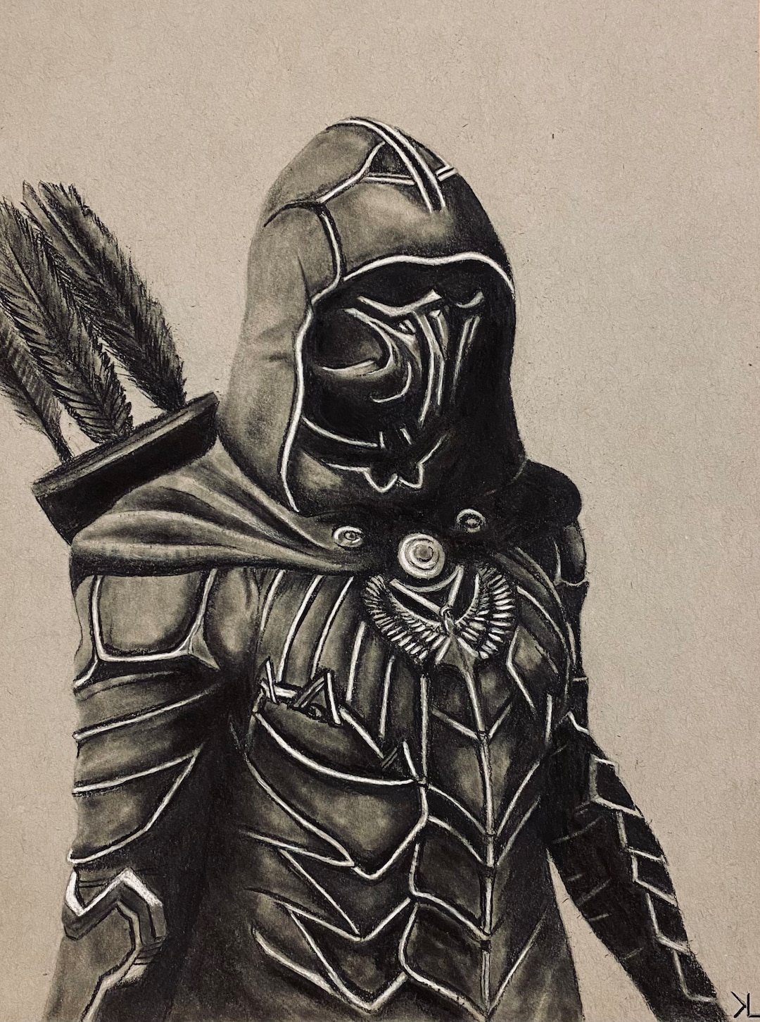 The Elders Scrolls Skyrim Nightingale Armor Charcoal Drawing PRINT - Etsy