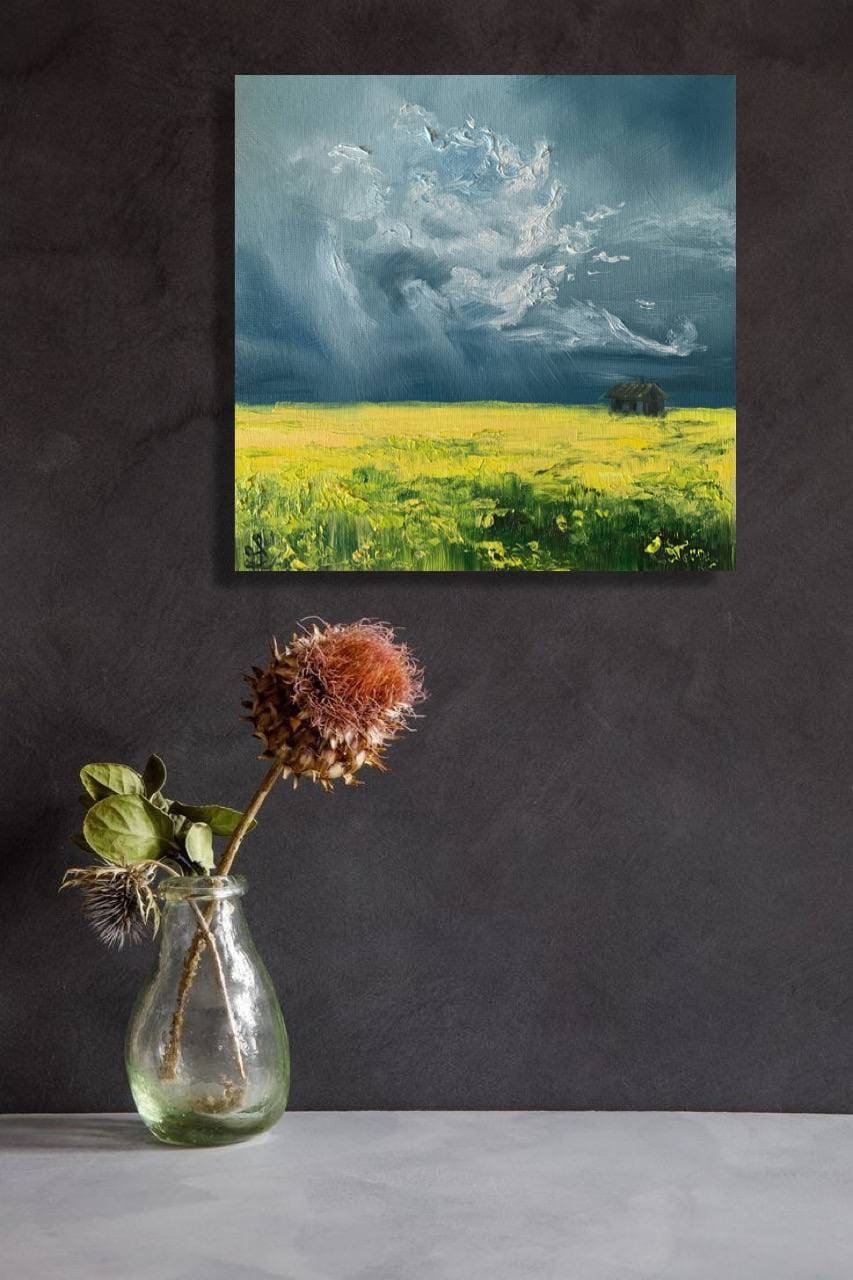 Storm Cloud Painting Original Oil Painting on Hardboard Square Small ...