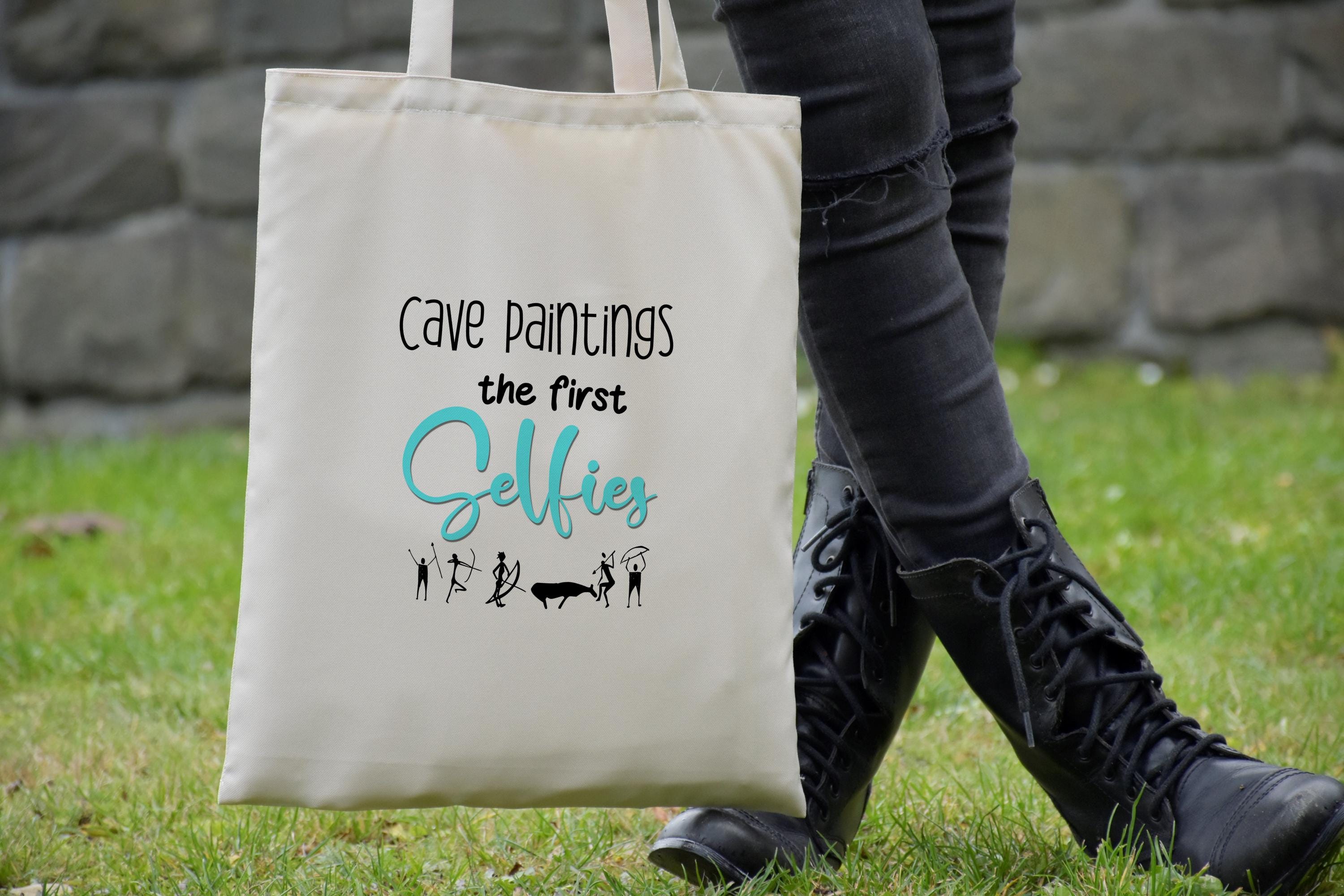 Prehistoric Humor Tote Bag Hilarious Caveman Art, Reusable Shopping Bag ...