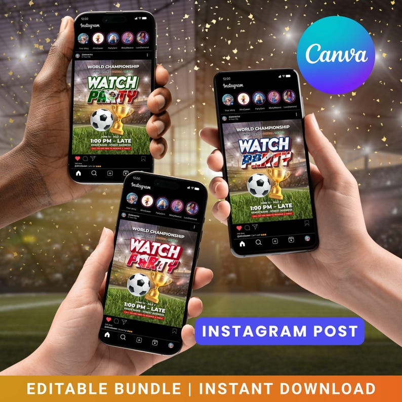 2026 Soccer Watch Party Bundle: USA, Canada, Mexico Editable Canva ...