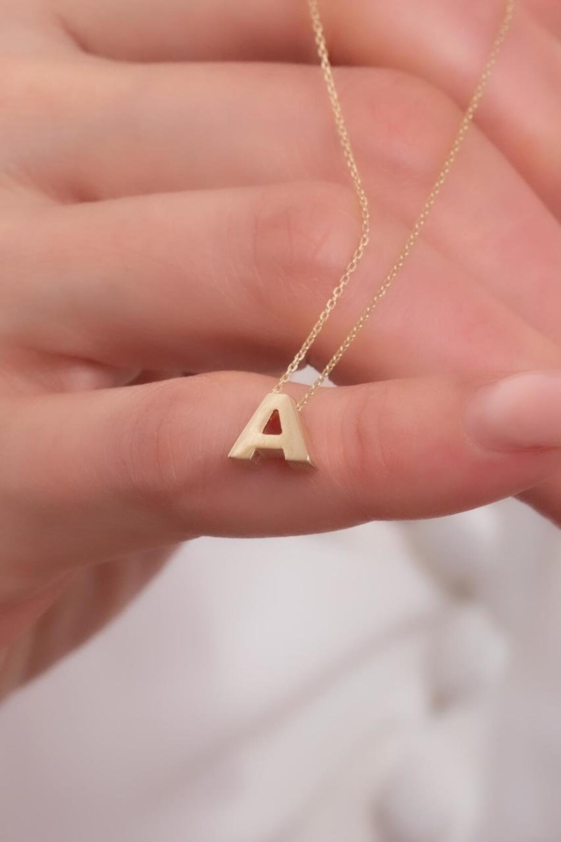 A Letter Necklace in 14K Solid Gold Initial Necklace With Letter ...