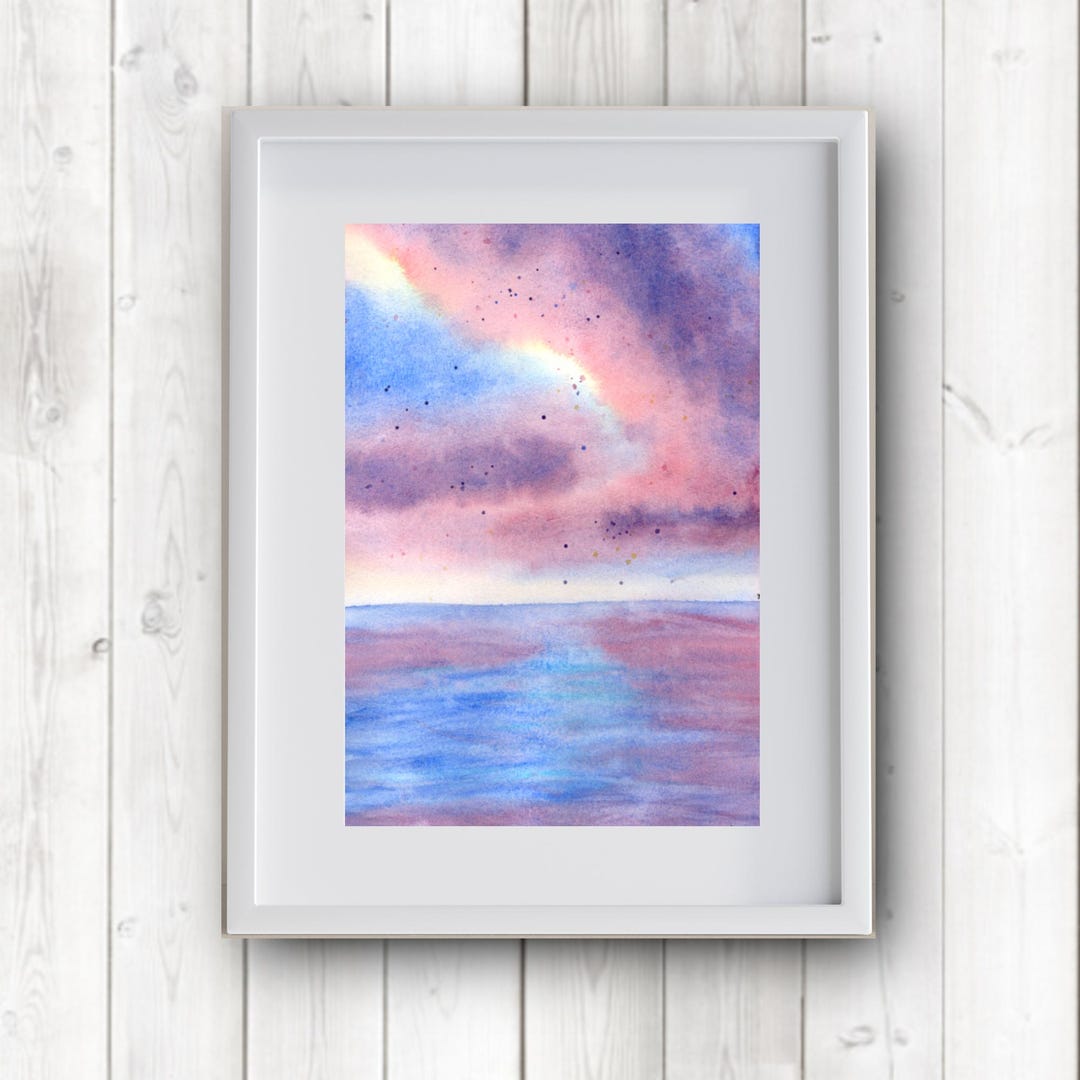 Sunset at Sea / Watercolor Art Print / Memories of a Beautiful Beach ...
