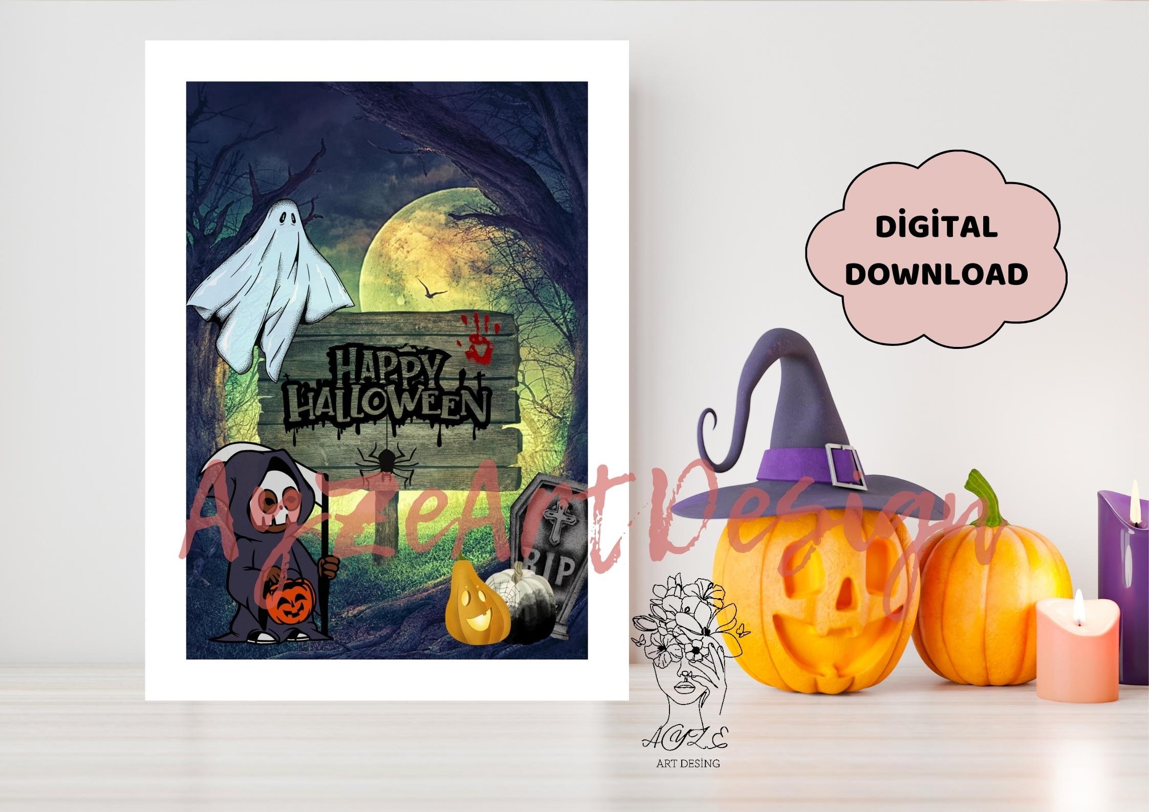 Downloadable Digital Paintings With Halloween Concept, Ghoul, Witch ...