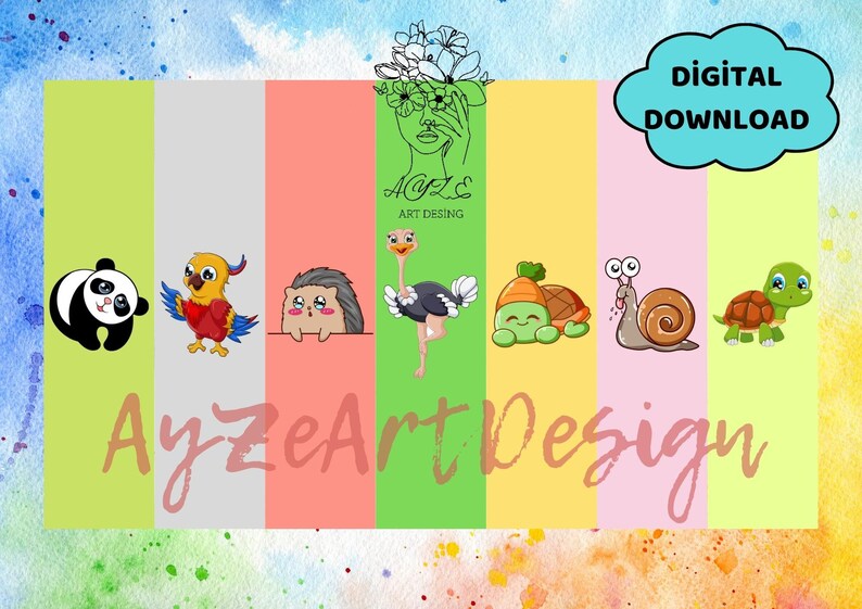 Fun Instant Download Bookmark With 100 Animals, Kid Bookmark,printable ...