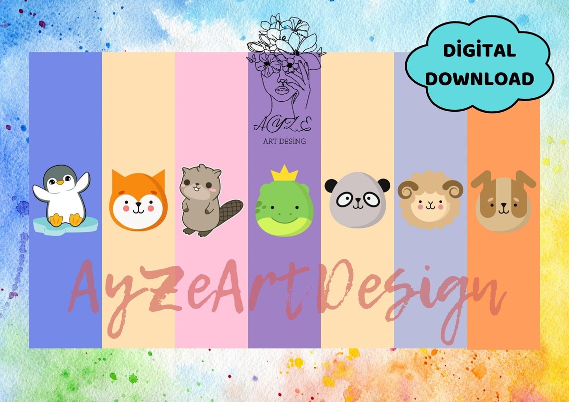 Fun Instant Download Bookmark With 100 Animals, Kid Bookmark,printable ...