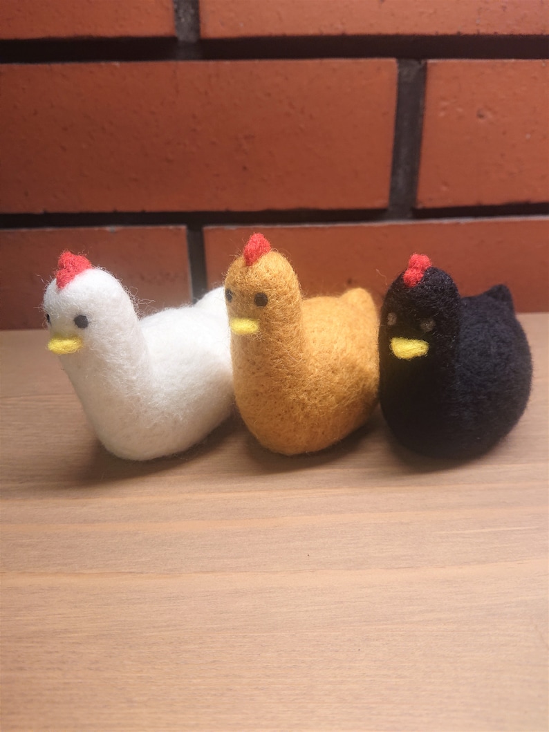 Wool Needle Felted Chicken - 3 Colours Available - Etsy