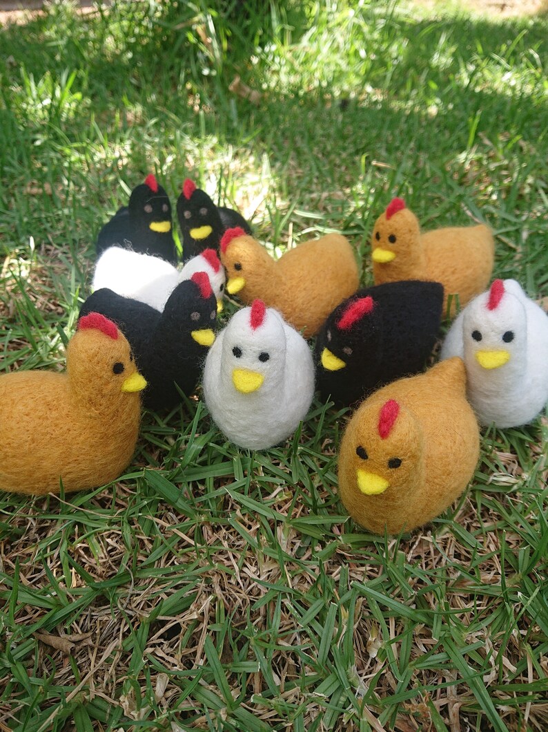 Wool Needle Felted Chicken - 3 Colours Available - Etsy