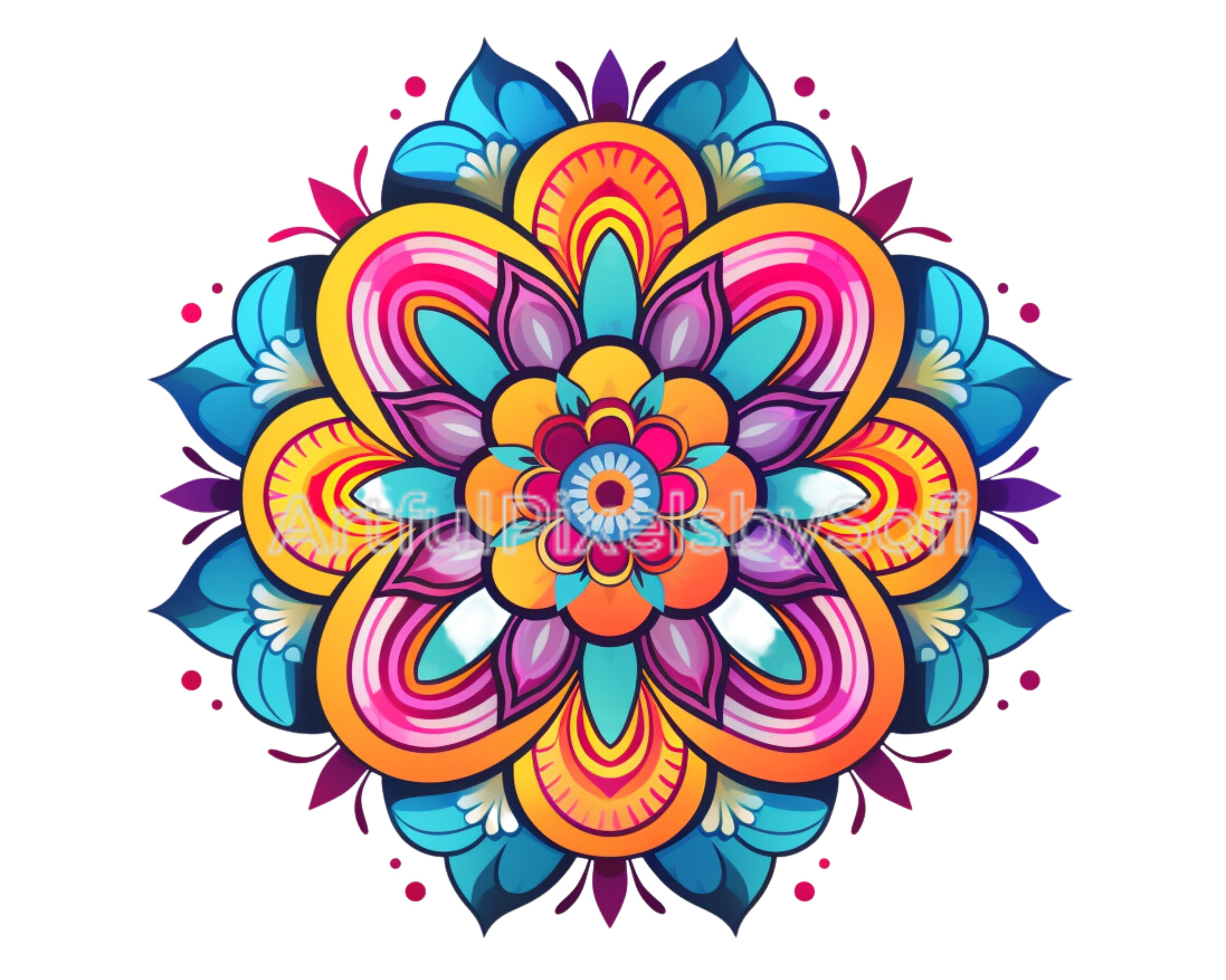 6 Colorful Boho Mandala Flower Clipart 406 DPI Mandala - Etsy