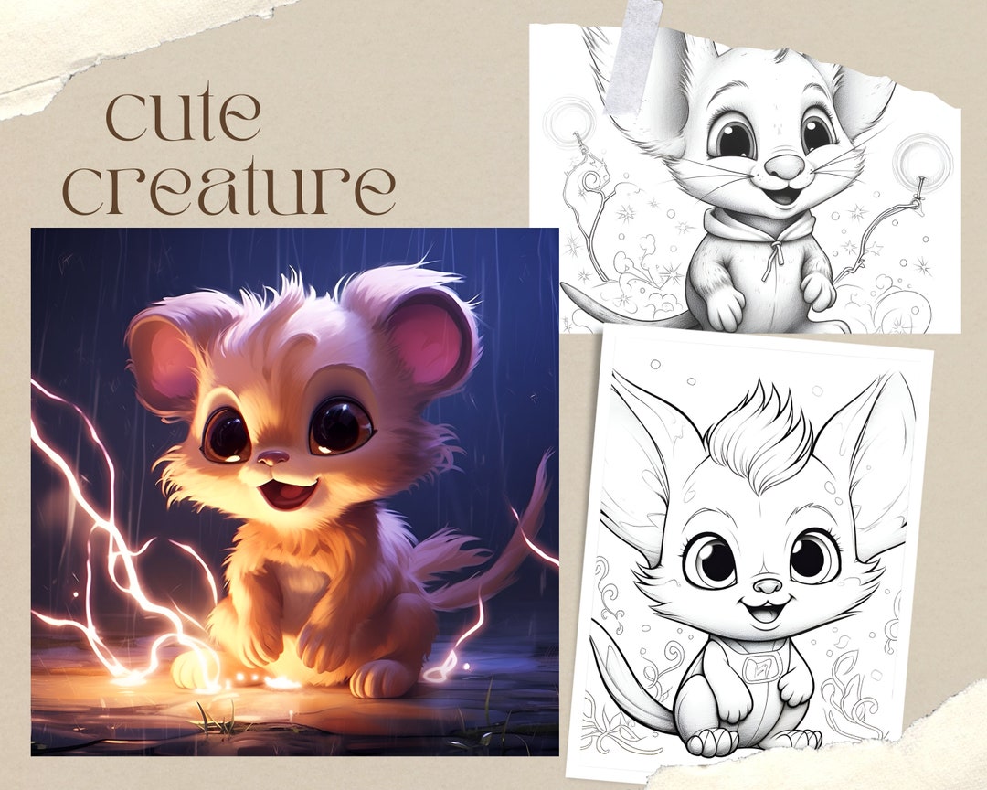 16 Cute Cute Creatures Coloring Book Adults Kids Coloring Pages ...