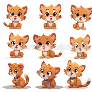 6 Cute Kitty Clipart, 6 Designs, 406 DPI, Printable,no Background ...