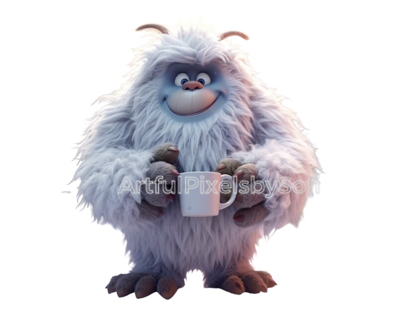 11 Cute Yeti Drinking Coffee Clipart, 11 Designs, 406 DPI, Printable,no ...